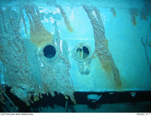Dive 3 HMAS Sydney II Debris Field Scuttles visible on inverted port ...