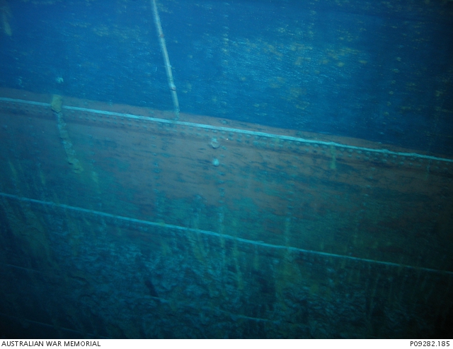 Dive 6 NSK Kormoran Wreck Ship's side in vicinity of well deck. Please ...
