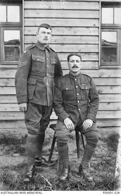 Outdoor portrait of two unidentified Allied prisoners of war (POW ...