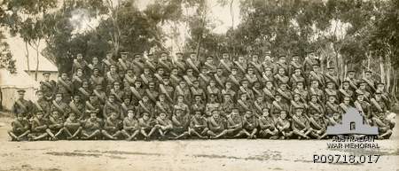 Pre-embarkation group portrait of members of 4th Squadron, 1st Remount ...