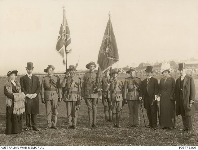 Outdoor portrait of members of the 58th Infantry (Essendon Rifles ...