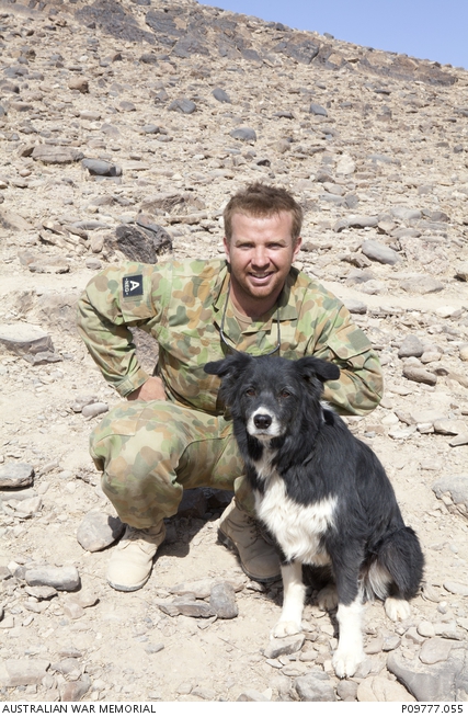 Graze, an Australian Explosive Detection Dog (EDD) and his handler at ...