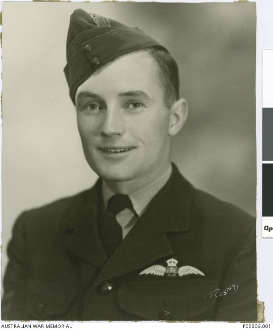 Studio portrait of 416375 Sergeant (Sgt) William Badger RAAF, 18 (Pilots) Advanced Flying Unit ...