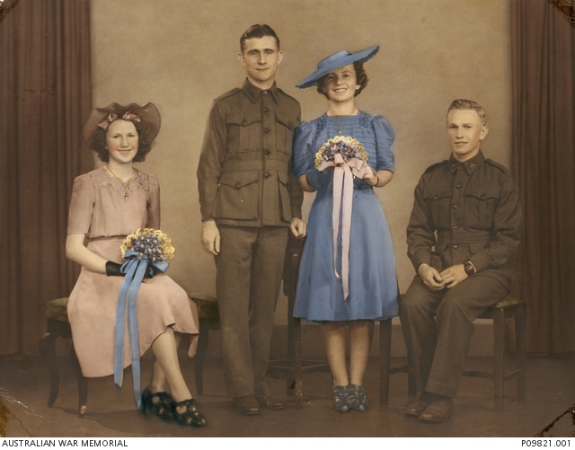 Wedding portrait of Q99691 Private Frederick Ernest Yates and Edith ...