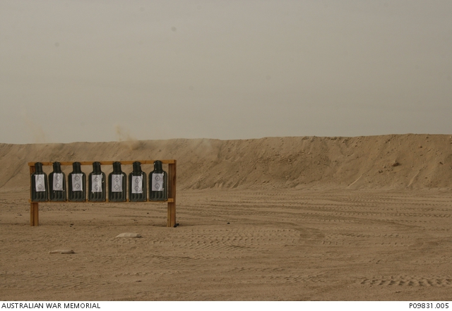 Targets on the firing range in the Middle East Area of Operation. Taken ...