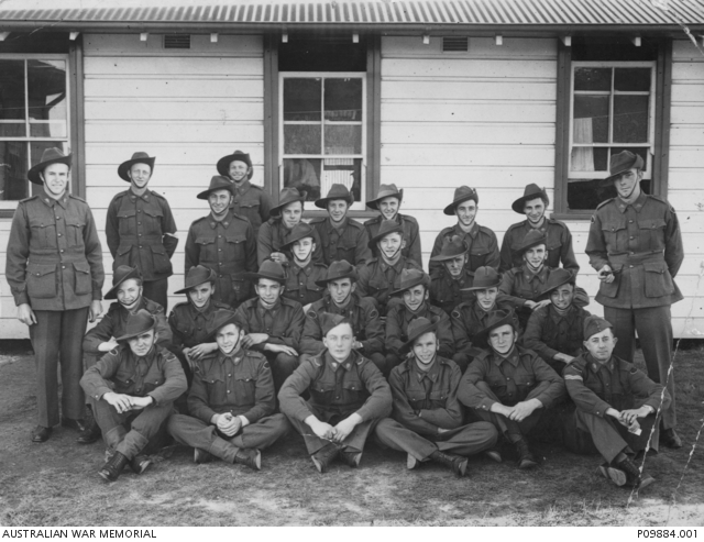Outdoor group portrait of members of the Australian Army Medical Corps ...