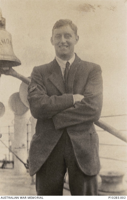 Informal portrait of Ralph Mervyn Mitchell Houston on the upper deck of ...