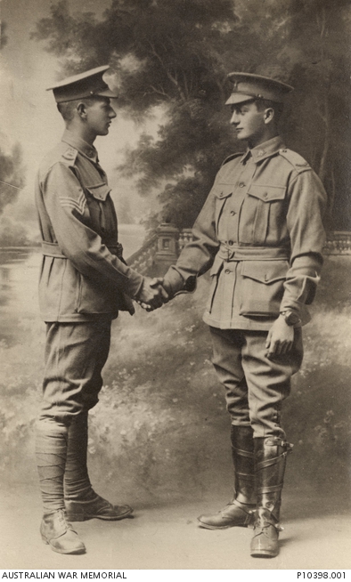 Studio portrait of 1020 Sergeant (Sgt) John Hilbert Matthews (left) and ...