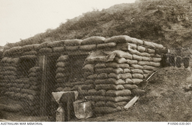 "C.L.M's [Charles L. Mason] dug-out at No. 2 outpost up flank." Image ...