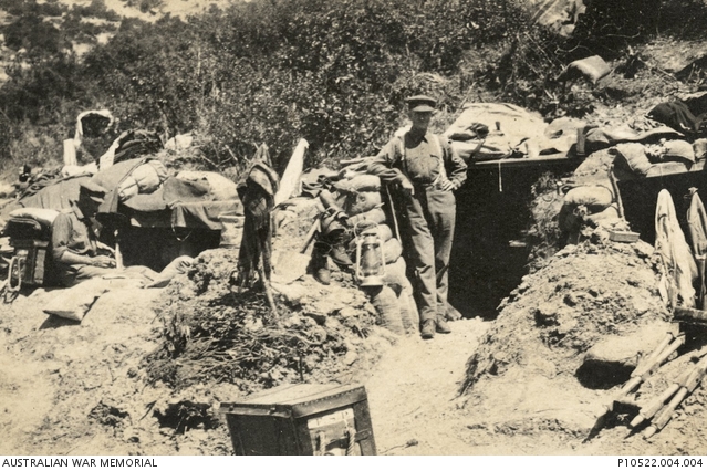 "Self at mouth of dugout." This image is from the collection of Major ...