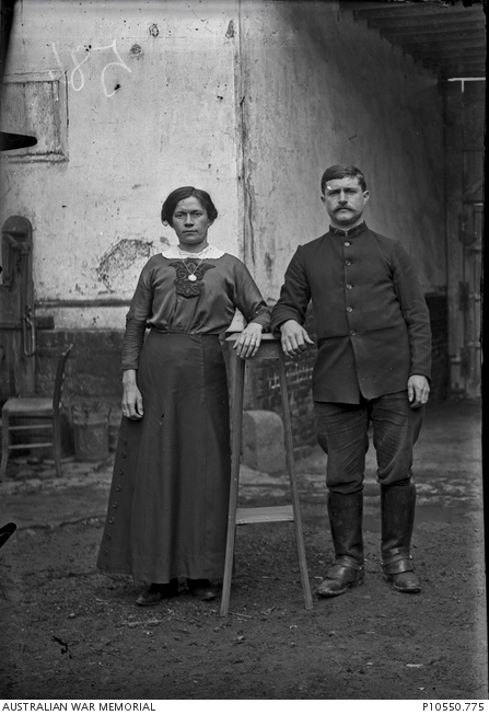 Portrait of an unidentified French soldier and a French woman. (See ...