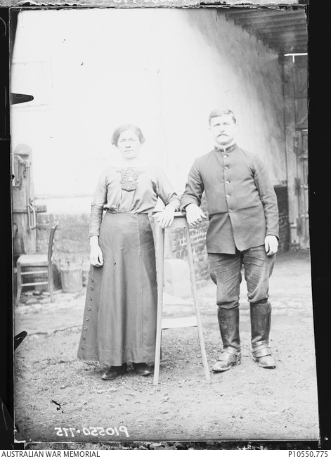 Portrait of an unidentified French soldier and a French woman. (See ...