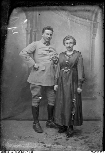 Portrait of an unidentified French soldier with a local French woman ...