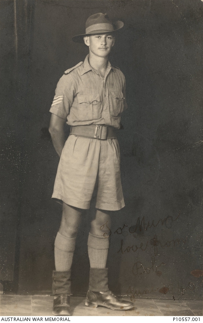 Studio portrait of VX5560 Sgt R A Slocombe | Australian War Memorial