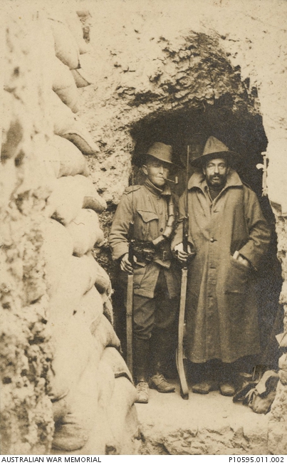 "Guarding a Sap." Two unidentified soldiers standing guard at the ...