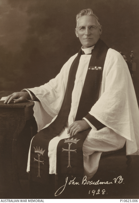 Studio portrait of the Reverend (Rev) John Boardman VD. Rev Boardman is ...