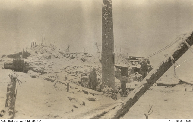 48th Battalion headquarters under snow. One of a series of images in an ...