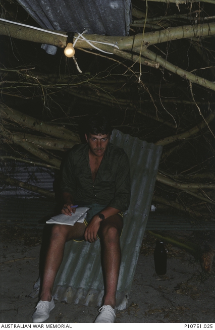 Sapper Steve Ash writing home from Pangi Villiage, Lifuka Island.This ...