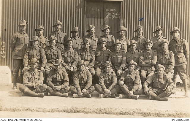 Outdoor studio portrait of 25 soldiers. 1010 Sergeant George Edgar ...