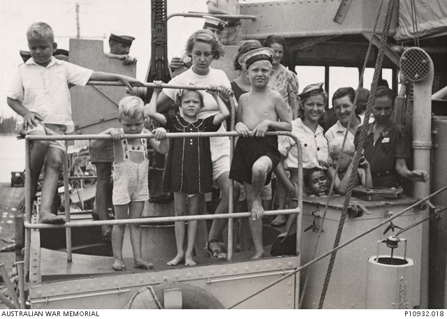 Civilian internees of the Japanese from Menado (Celebes) on board HMAS ...