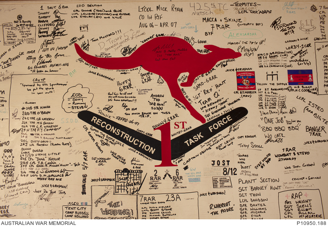 1st Reconstruction Task Force rotation signed board outside Poppy's ...