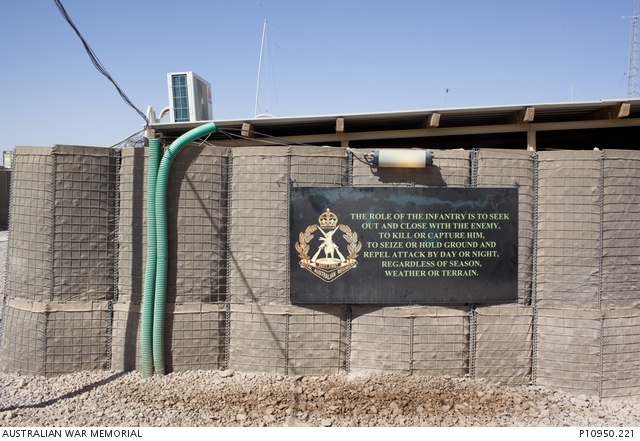 Royal Australian Regiment (RAR) sign outside the Australian Command ...