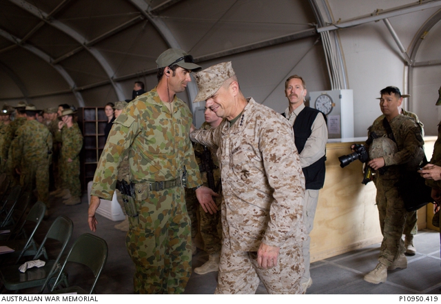 ADF servicemen and women escort General John Allen, United States ...