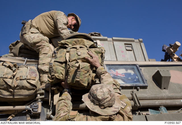 Following a mission, members of the 3rd Battalion, The Royal Australian ...