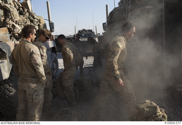 Following a mission, members of the 3rd Battalion, The Royal Australian ...