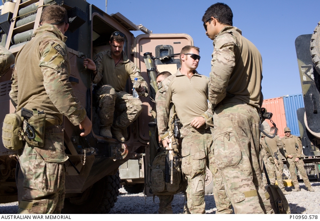 Following a mission, members of the 3rd Battalion, The Royal Australian ...