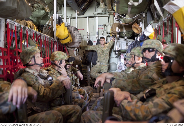Australian soldiers leaving Kandahar for Al Minhad Air Base on board a ...