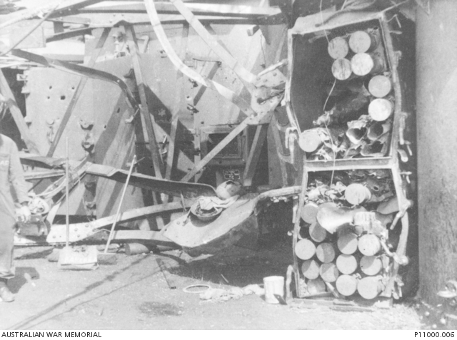 The ready use lockers for the forward starboard 4 inch twin mount (S1 ...