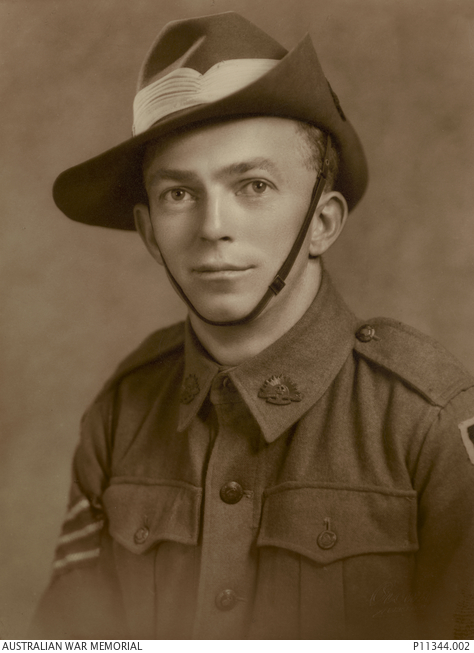 Portrait of QX1378 Sergeant (Sgt) Wilfred Allan Skerritt, 2/9 Battalion. Sgt Skerritt served in ...