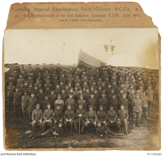 Outdoor group portrait of 19th Reinforcements to the 2nd Battalion ...