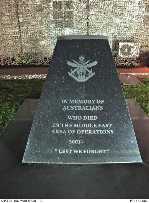 War memorial inside the Australian compound at Al Minhad Air Base. One ...