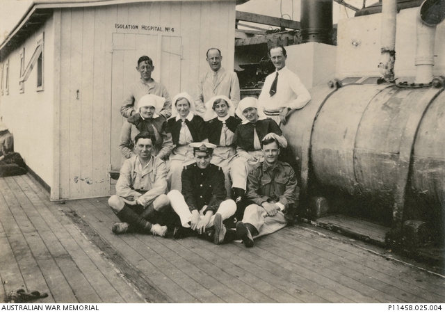 Informal group portrait of the nursing staff of HMAT Nestor (A71 ...