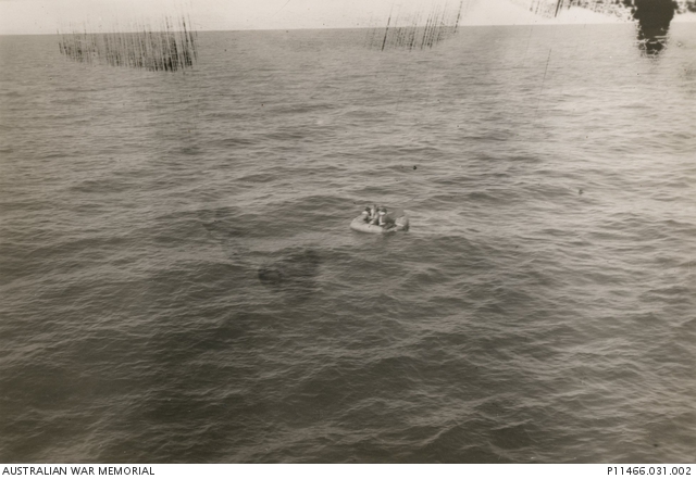 Crew of an RAAF Beaufort bomber about to be rescued from their lifeboat ...