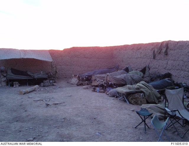 Temporary sleeping area in an abandoned compound used by Mentoring and ...