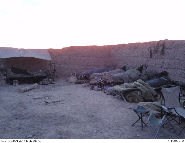 Temporary sleeping area in an abandoned compound used by Mentoring and ...