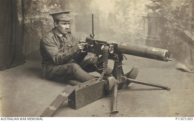 Studio portrait of 391 Private David Stewart Menzies, 21st Machine Gun ...