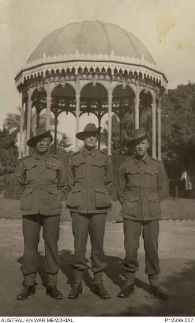 Group portrait of three unknown Australian soldiers. This photograph is ...