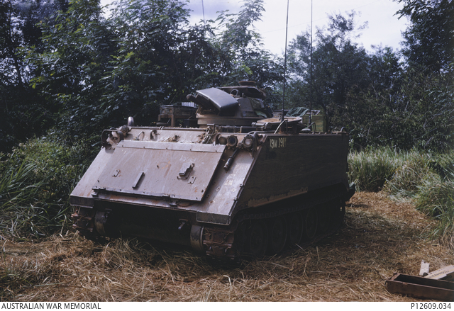 M113A1 Armoured Personnel Carrier (APC) at an unidentified Fire Support ...