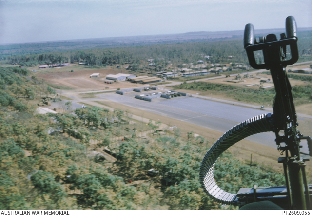 View over Nui Dat from an Iroquois helicopter. At the end of Luscombe ...