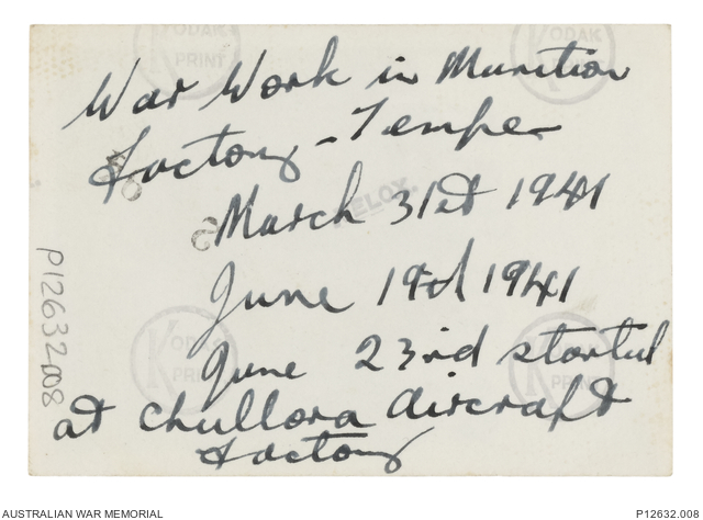 Photographs relating to Frances Winifred Middenway, Department of ...