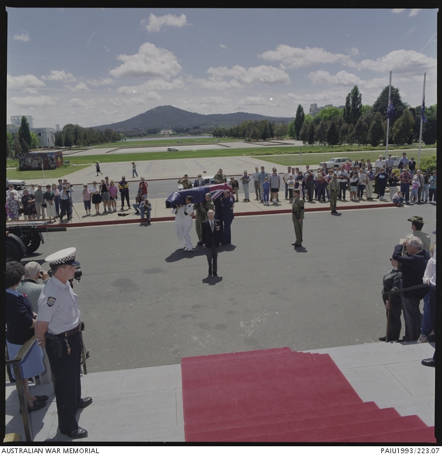 Entombment of the Unknown Australian Soldier. The Bearer Party carries ...