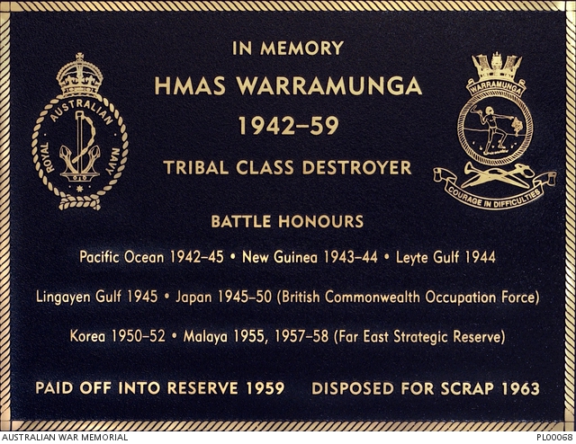 HMAS Warramunga 1942-59 Tribal Class Destroyer | Australian War Memorial