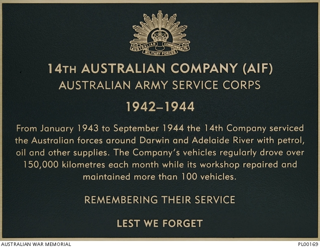 14th Australian Company (AIF) Australian Army Service Corps ...
