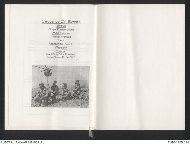 [Menu] Royal Australian Infantry Corps, Sergeants' Mess, Dining In ...