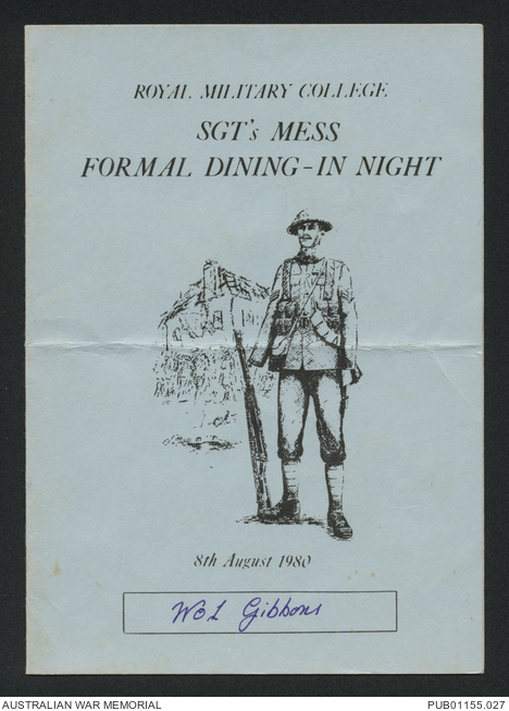 [Menu] Royal Military College SGT's Mess, Formal Dining-In Night ...
