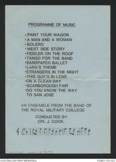 [Menu] Royal Military College SGT's Mess, Formal Dining-In Night ...